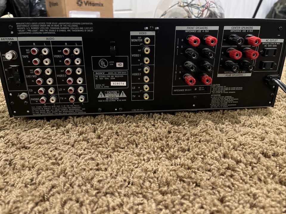 Sony STR-D1015 AM/FM Audio/Video Control Center Receiver Direct Access ...