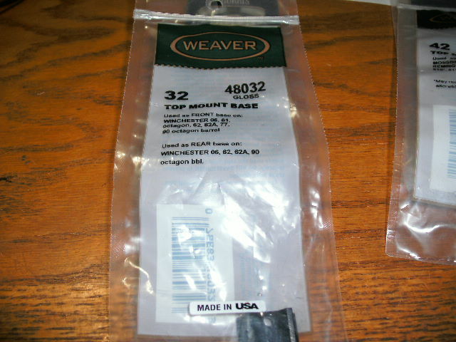 Weaver #32 Front/Rear Scope Mount Base Winchester 06 61, Octagon 62 ...