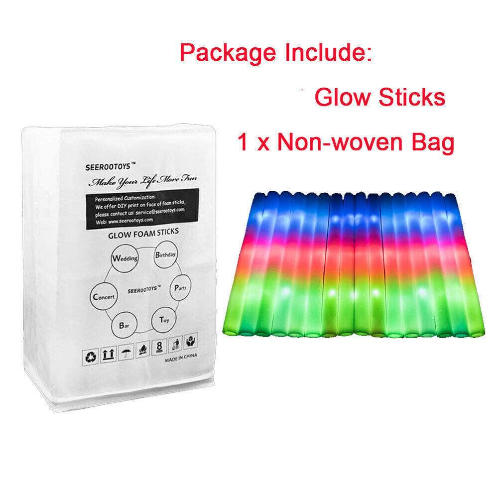 50-300x Glow Sticks Flashing Light Up Foam Sticks LED Wands Rally Rave ...