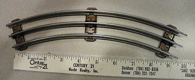 Lionel Train Track O-27, 2 - STANDARD CURVE, brown cross tie 3 tubular ...