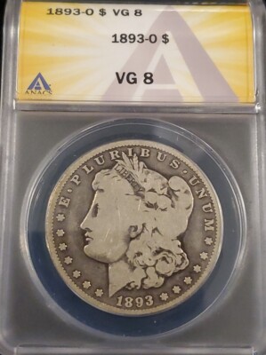 1893-O Morgan Silver Dollar ANACS VG 8 Key Date! | eBay