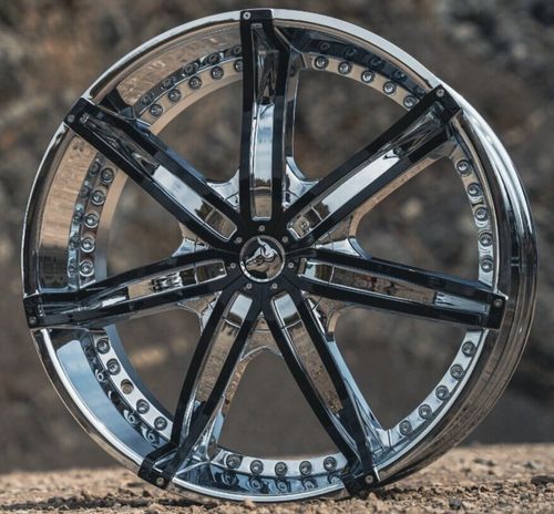 4 Custom 22 inch Wheels Rims 5X115 Chrome Black inserts Dodge Charger ...