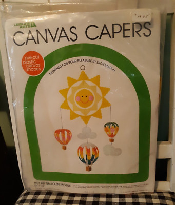 Leisure Arts CANVAS CAPERS HOT AIR BALLOON MOBILE 1982 12x30" Dick ...