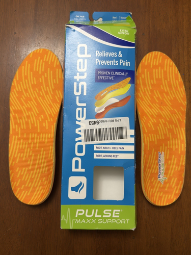 POWERSTEP pulse maxx support orange insoles Men's 8-8.5 E W 10-10.5 E ...