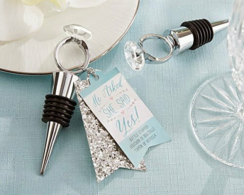 6 He Asked She Said Yes Bling Ring Bottle Stopper Bridal Wedding Party ...