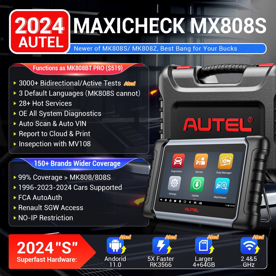2024 Autel MaxiCheck MX808S MK808S Bidirectional Diagnostic Full System ...