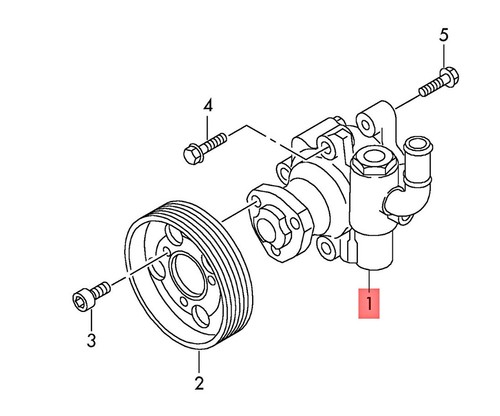 Genuine VW Vane Pump Supply Hose Connection Horizontal To Rear ...