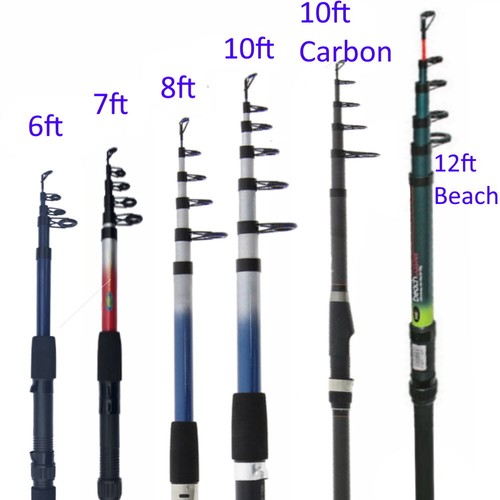 Telescopic Fishing Rod Travel 6, 7, 8, 10,12ft Coarse Sea Beach Pier ...