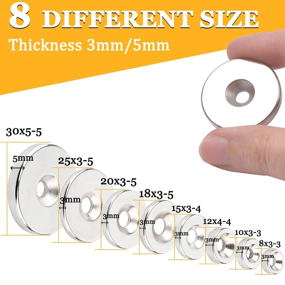 50Pcs Strong Neodymium Disc Magnets with Hole, Small Permanent Round ...