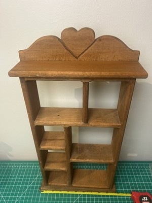 VTG Country Farmhouse Wood Cubby Shelf Heart Cutout Rustic Wall Decor ...