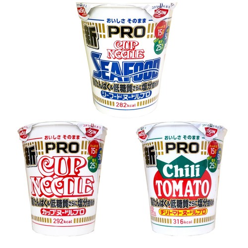 Nissin PRO Cup Noodles 3 Flavor Set – Regular, Chili Tomato, Seafood ...