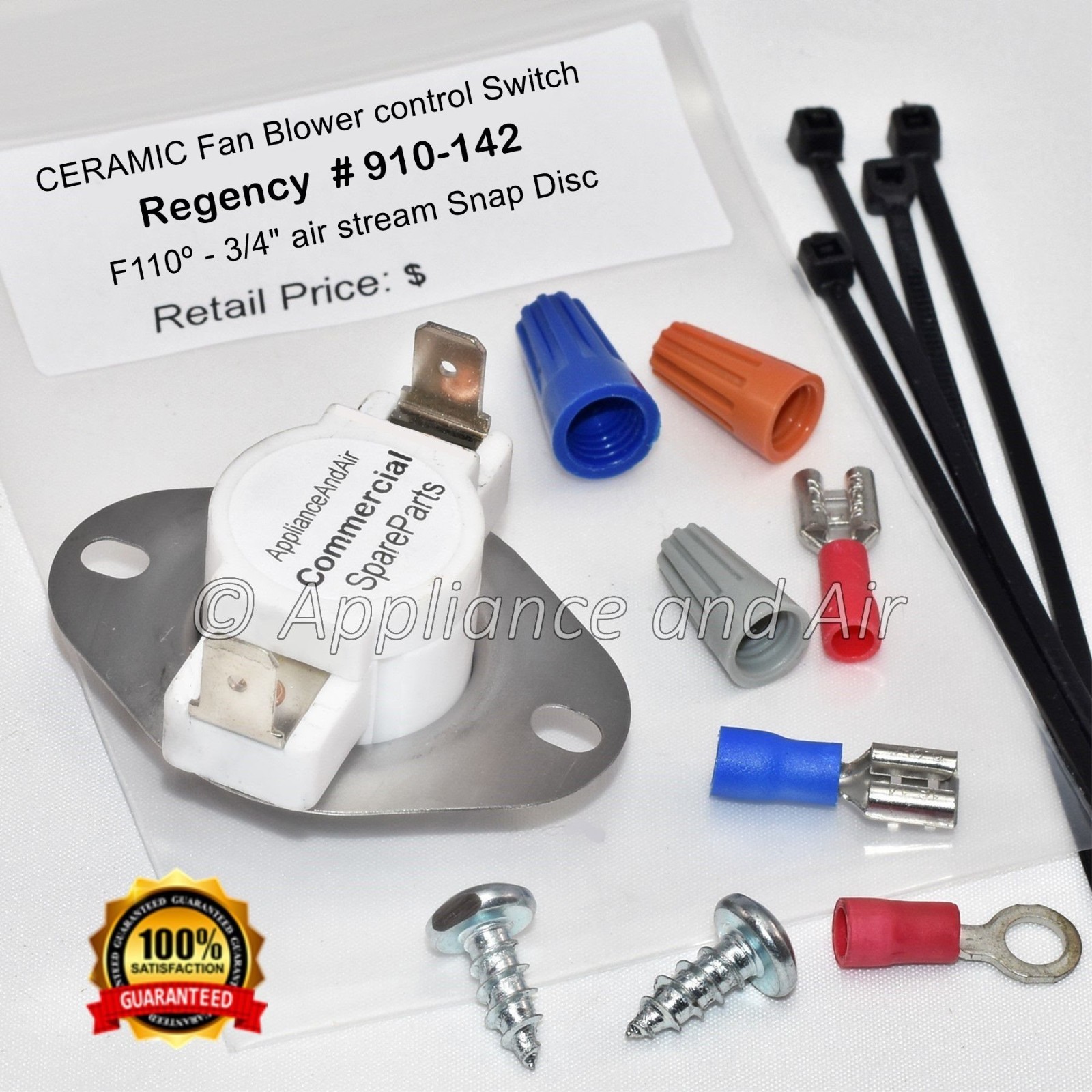 910-142 Regency CERAMIC Fan Thermodisc Switch Wood Gas Stove Fireplace ...