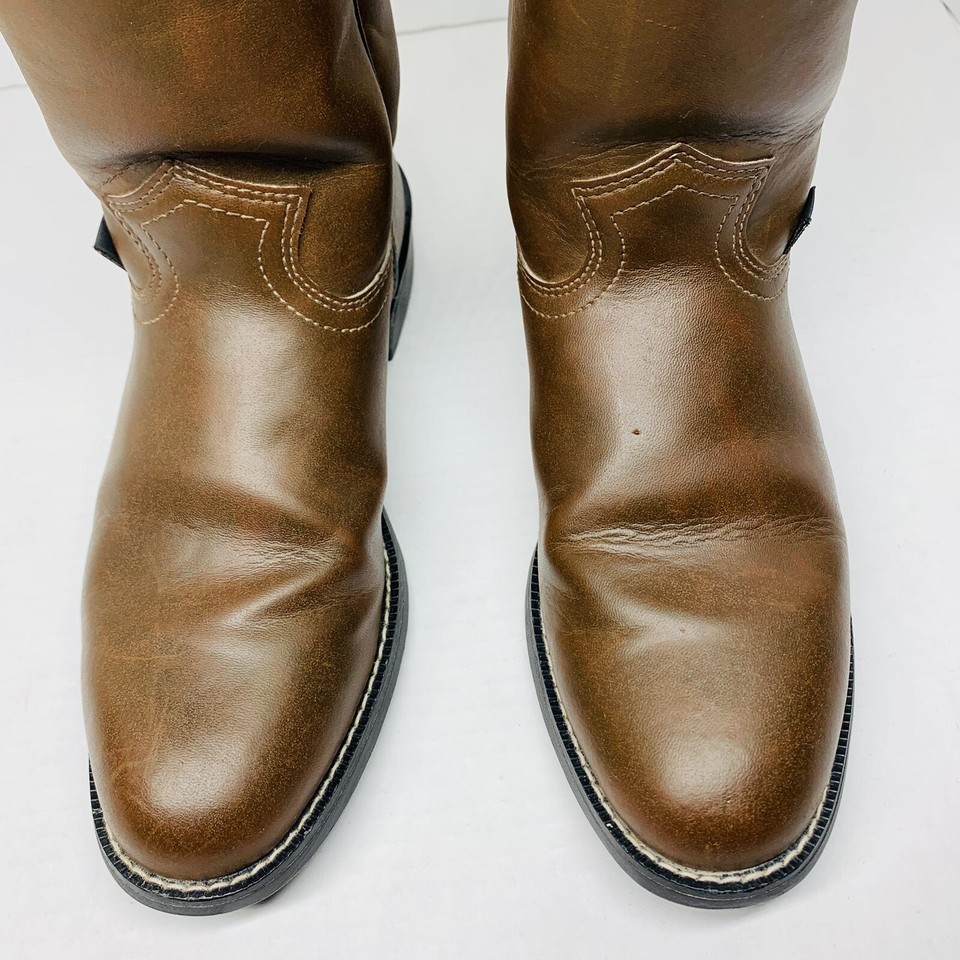 Justin Basics JB3001 Womens Clay Brown Leather Temple Roper Cowboy ...