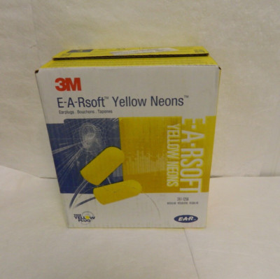3M E-A-Rsoft Yellow Neons Earplugs Corded Regular Box of 100 Pairs 311 ...