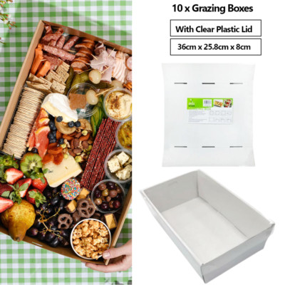 10 x Grazing Box with Clear Window Lid Disposable Takeaway Contaienr ...