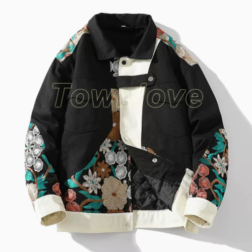 Men's Jacket Chinese Style Embroidery Vintage Lapel Button Plus Size ...