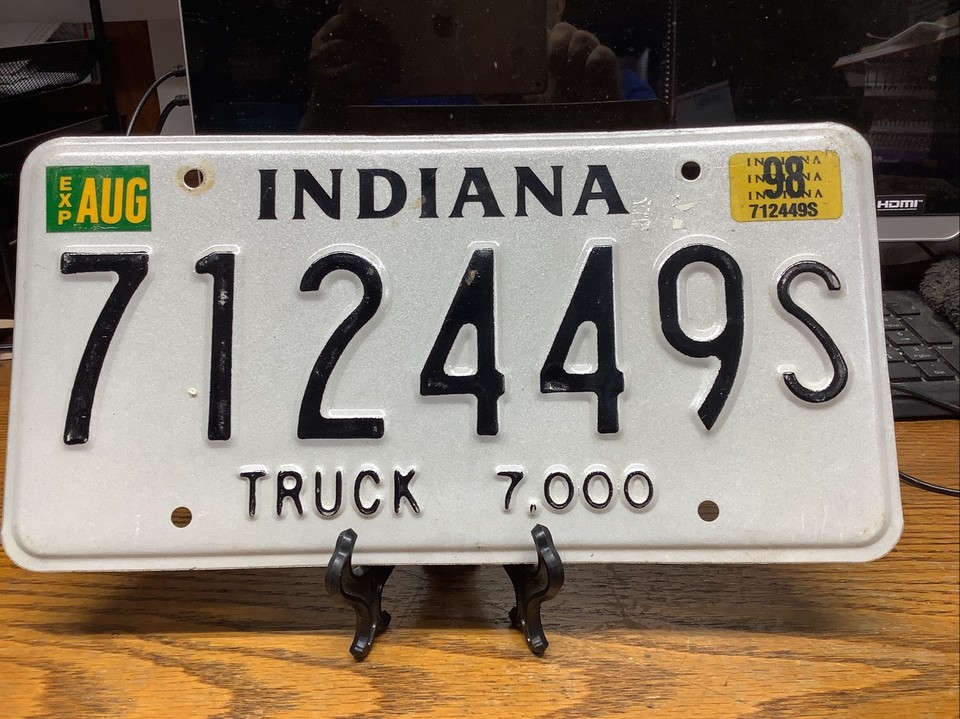 Vintage Indiana License Plate - Plate 1998 Crafting Birthday Man Cave ...