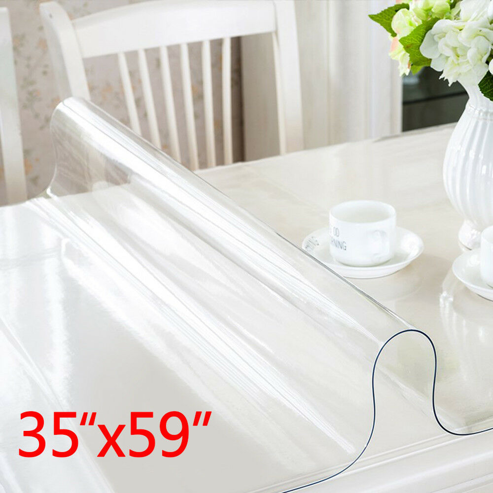 Plastic PVC Tablecloth Transparent Protector Waterproof Dining Clear ...