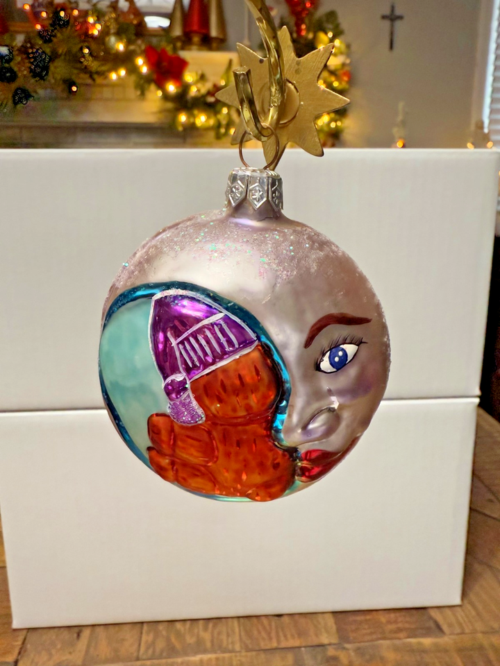 Christopher Radko "Bearly Mooning" Bear on Moon Ornament 1995 | eBay