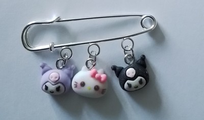 Anime SANRIO KUROMI Kawaii Hello Kitty Silver Shawl Kilt Pin Brooch ...