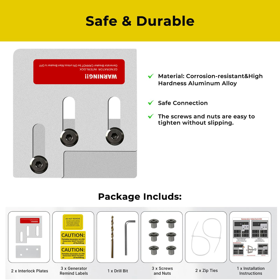 Generator Interlock Kit Compatible with Square D QO or Homeline 150 or ...