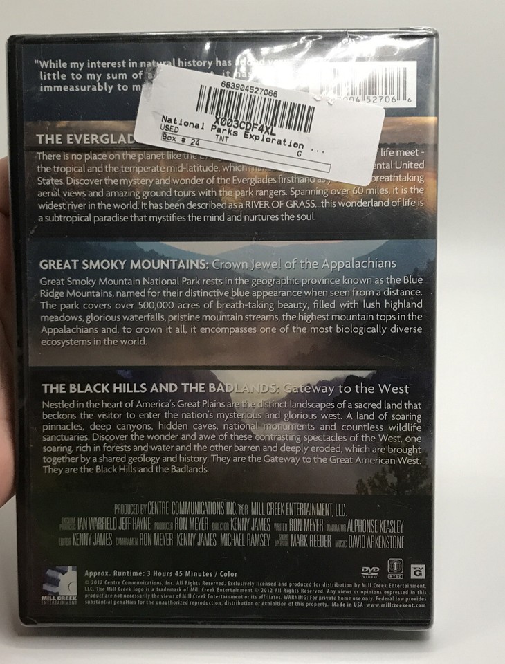 NATIONAL PARKS EXPLORATION SERIES DVD Everglades Smoky Mountains Black ...