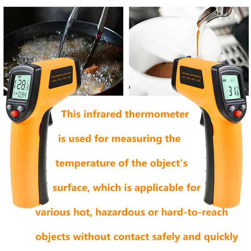 Digital Thermometer Infrared Gun IR Laser LCD Temperature Non-Contact ...