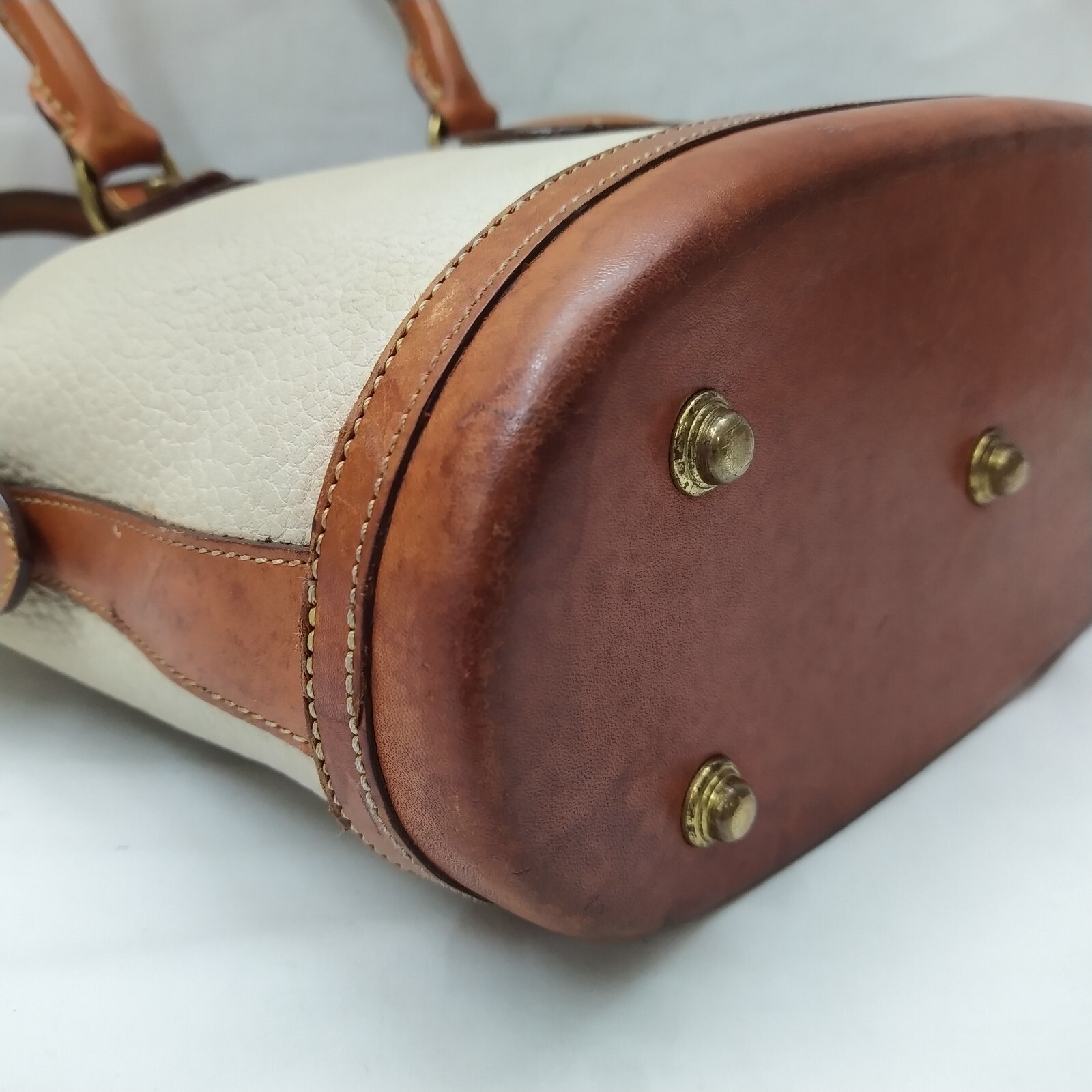 Dooney & Bourke Ivory Pebbled Leather Dommed Double Handle Zipper ...