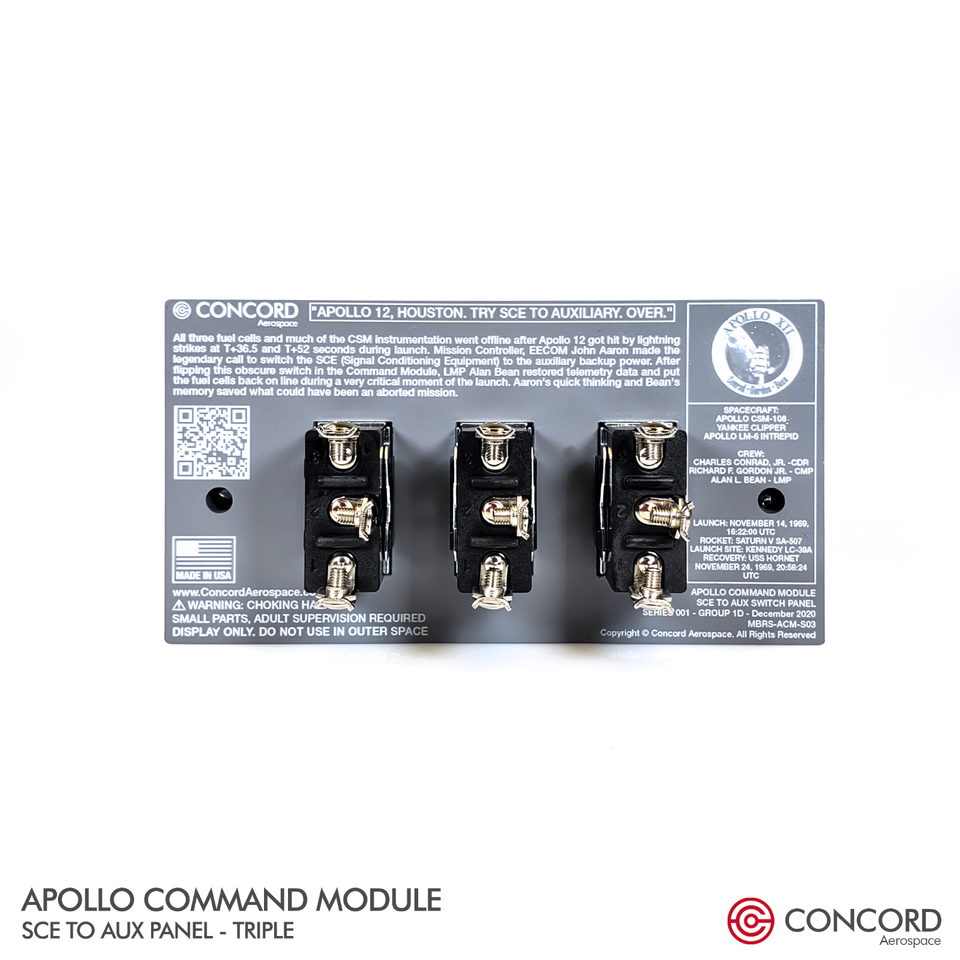 APOLLO COMMAND MODULE TRIPLE SWITCH PANEL - SCE TO AUX REPLICA ...