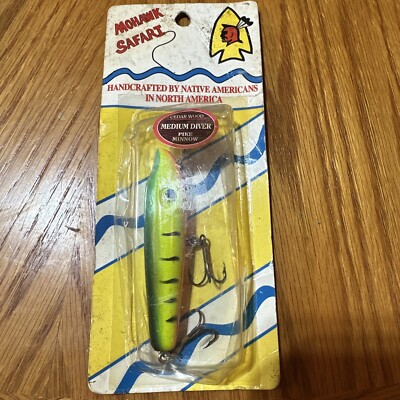 Vintage Mohawk Safari Cedar Wood Medium Diver Pike Minnow Fishing Lure ...