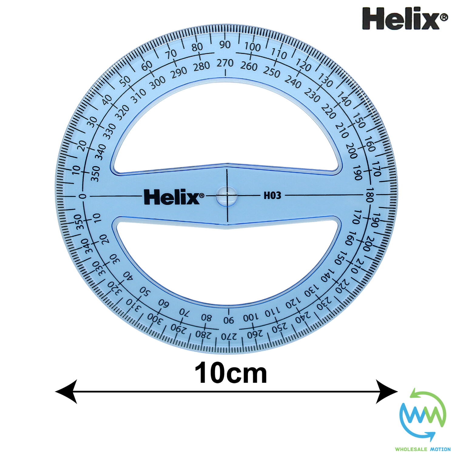 2 x HELIX 360 Degree Protractors CLEAR School Exam Protractor ANGLE ...
