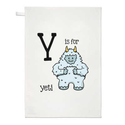 Letter Y Is For Yeti Tea Towel Dish Cloth - Alphabet Cute Animal | eBay UK