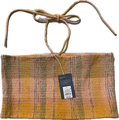 NWT Women's L Universal Thread Cropped Tube Top Smocked Halter Tie ...