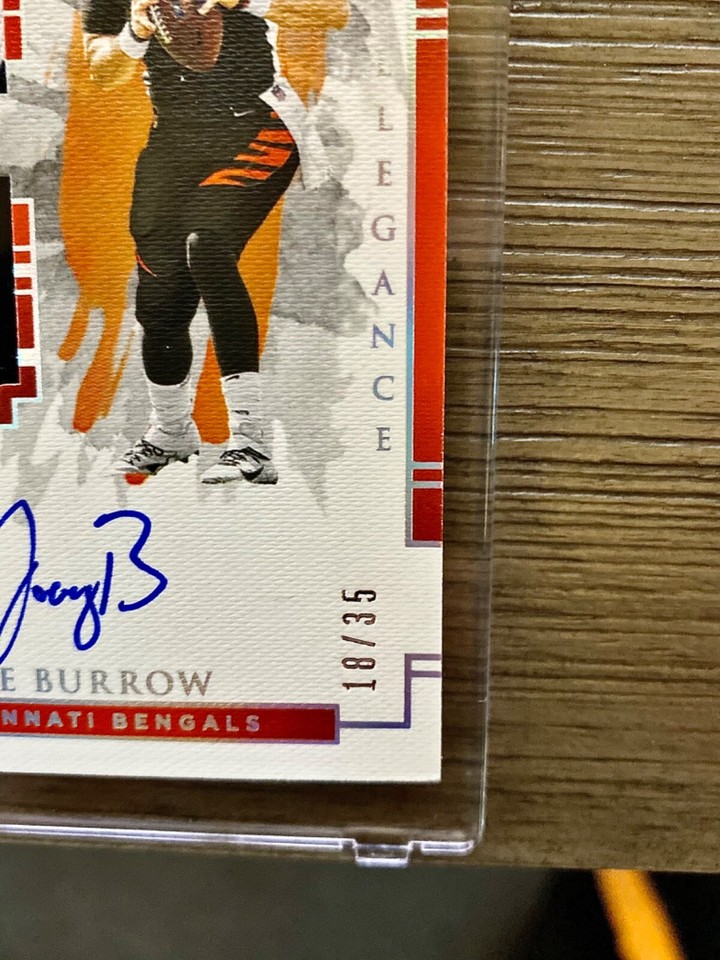 2020 Panini White Box Impeccable Elegance Joe Burrow Rookie Patch Auto ...