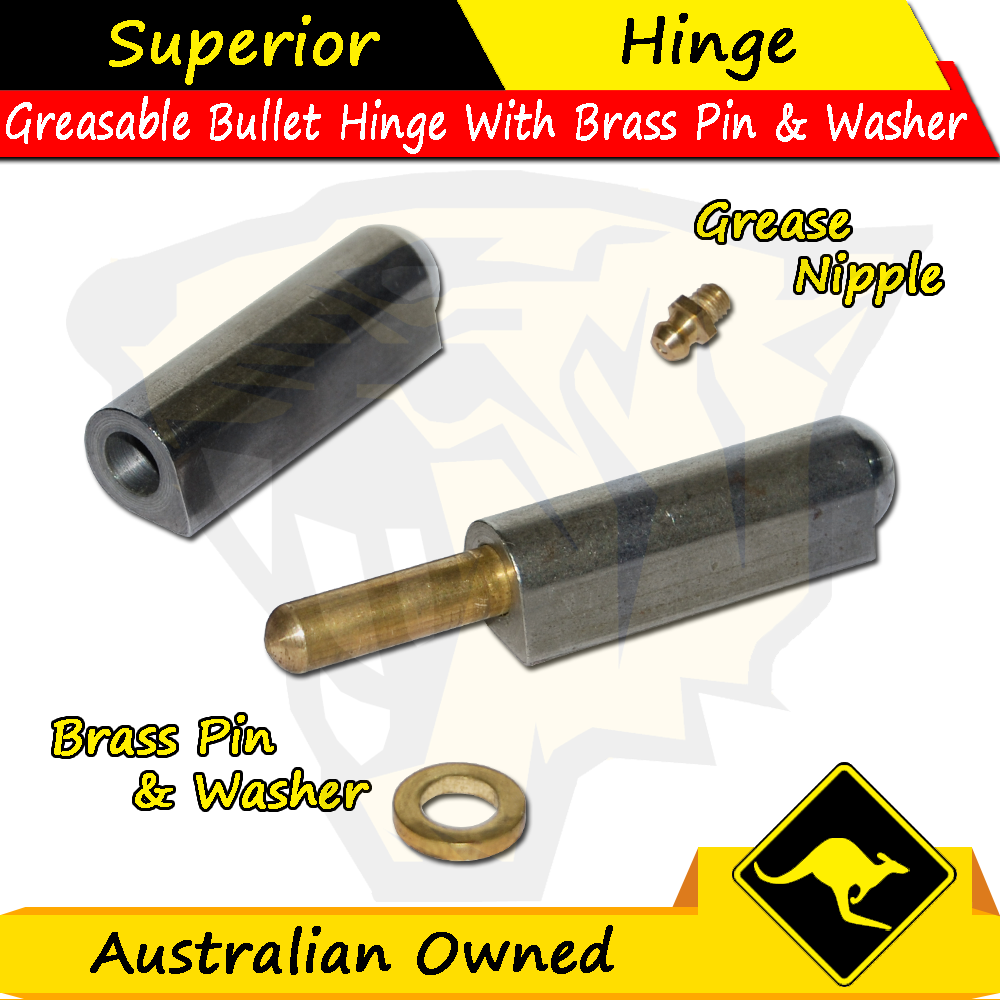 180mm x 20mm Mild Steel Greasable Weld On Bullet Hinge Brass Pin&Washer ...