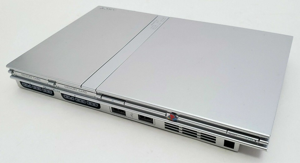 OEM Sony PS2 PlayStation 2 Slim SILVER Console Bundle SCPH-79001 ...