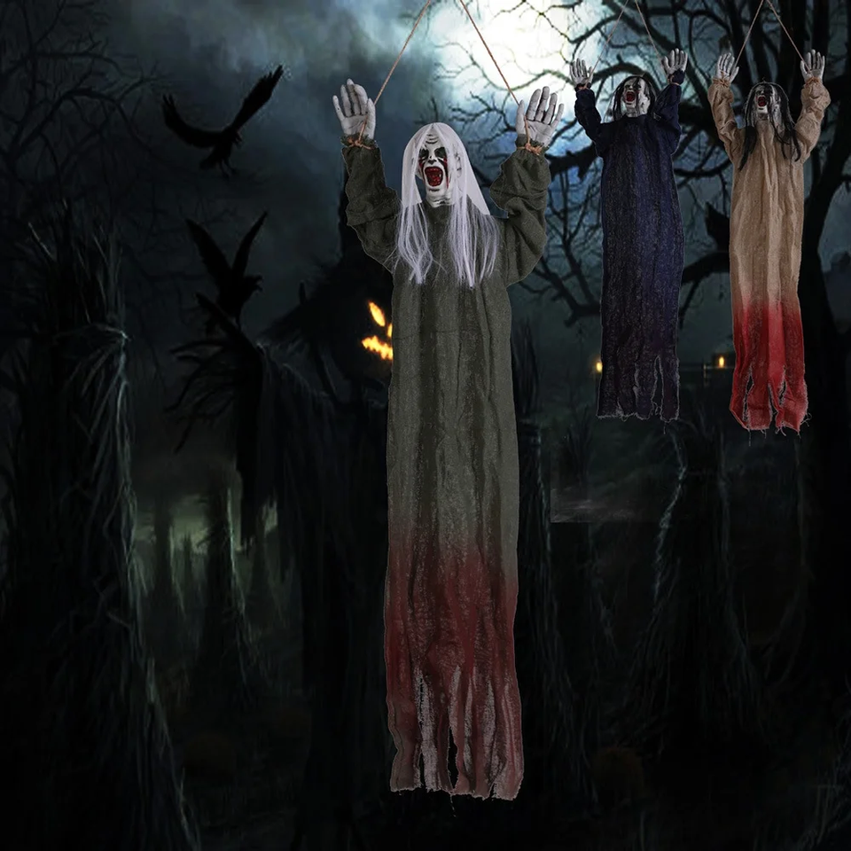 Halloween Hanging Ghost Decoration Creepy Climbing Ghost Long Hair ...