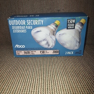 Abco 150w Outdoor Security Flood Light Bulbs BR38 Standard Base 2-Pack ...