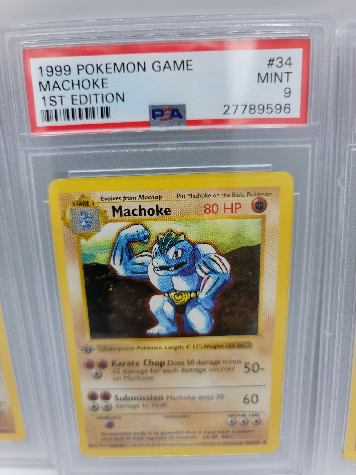 1st Edition Pokemon cards PSA 9 holo Machamp Machoke Machop set ...