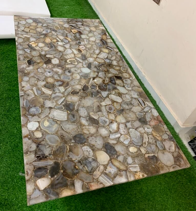 84" x 42" Unique Rectangle Agate Tabletop - Natural Stone Home Accent ...