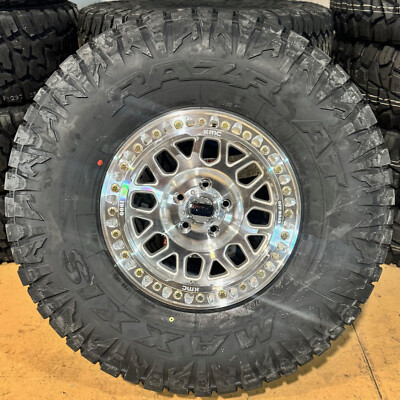 4) 17x9 KMC KM235 Crawl Beadlock Wheels 37" Maxxis AT 5x5 Jeep Wrangler ...