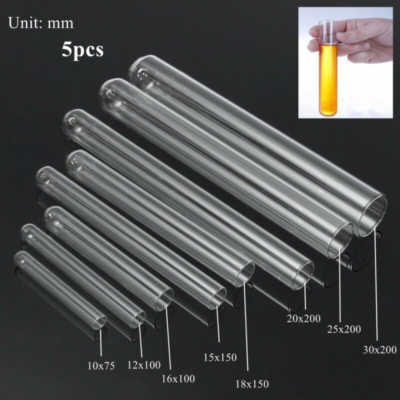 5 Pcs Glass Pyrex Test Tubes Rimmed Borosilicate Chemistry Blowing Lab ...
