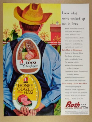 1961 Rath Black Hawk Canned Hams vintage print Ad | eBay