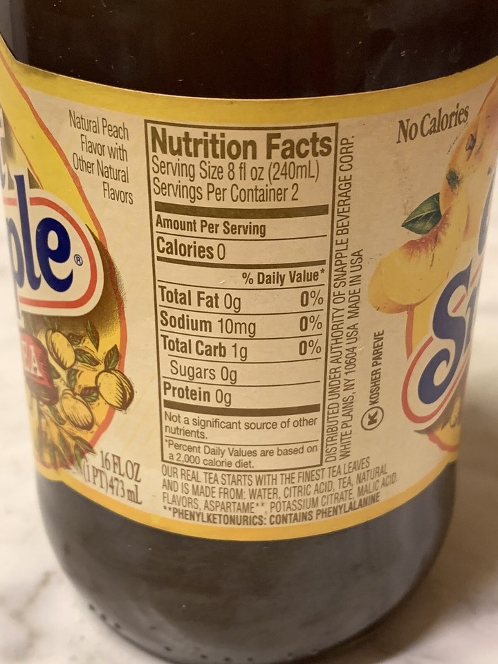 Unopened Snapple Ice Tea Glass Bottle 1999 Vintage Sealed Beverage ...