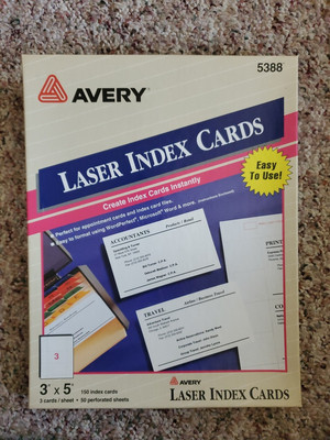 Avery 5388 Printable 3"x5" Index Cards for Laser Printers Avery 5388 ...