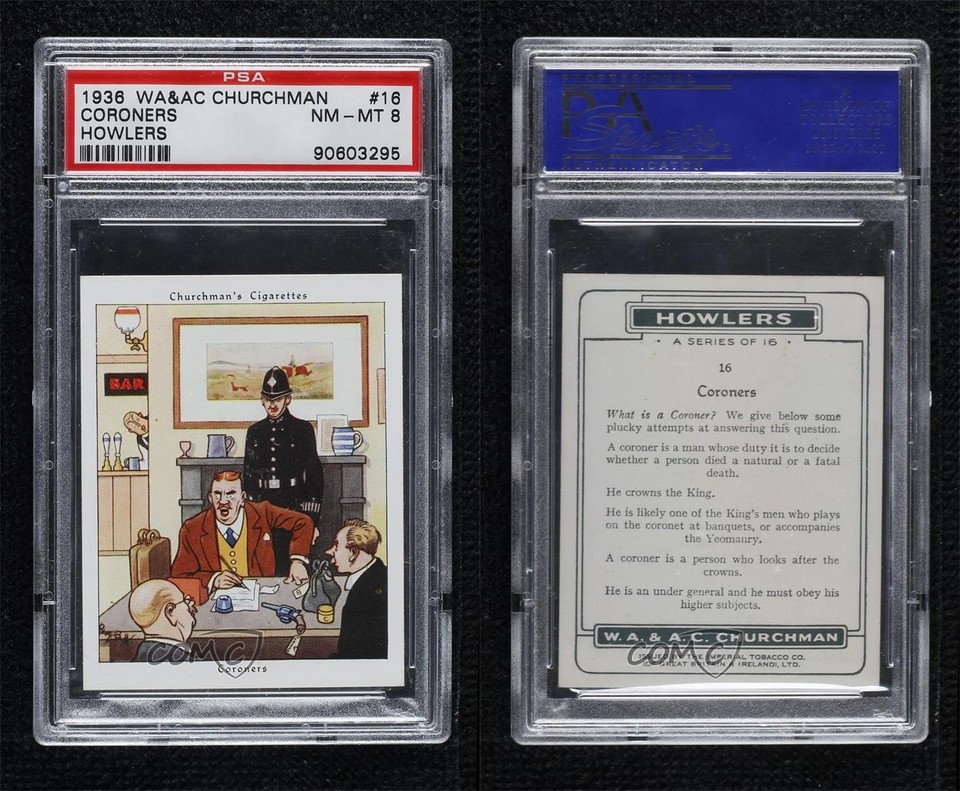 1936 Churchman's Howlers Tobacco Large Coroners #16 PSA 8 c9a | eBay
