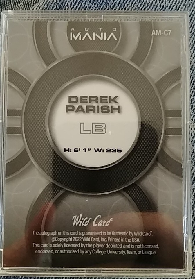 #21/100 DEREK PARISH 2022 Wild Card Auto Mania AM-C7 Rookie RC | eBay