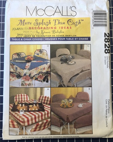 McCall's Card Table & Chair Covers Sewing Pattern & Instruction Book ...
