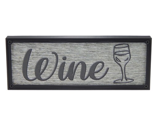 Wine Word Art Sign Home Kitchen Decor Wall Hanging Cursive Script ...