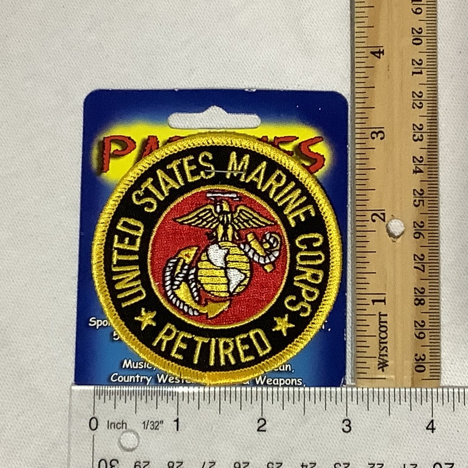 USMC U.S. MARINE CORPS RETIRED Black / Gold 3 inch Round Patch Motorcycle EGA | eBay